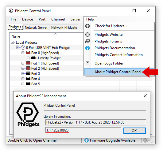 Checking Library and Firmware Version - Phidgets Support