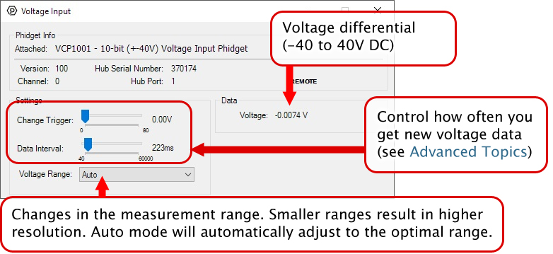 (±40V) Voltage Input Phidget - VCP1001_0 at Phidgets