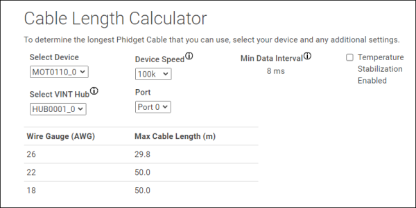 Cable Length Calculator Guide - Phidgets Support