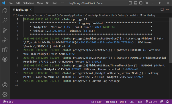 Phidget Logging - Phidgets Support
