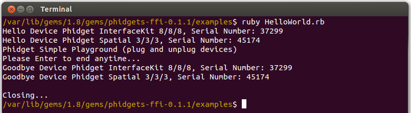 Language - Ruby - Phidgets Legacy Support