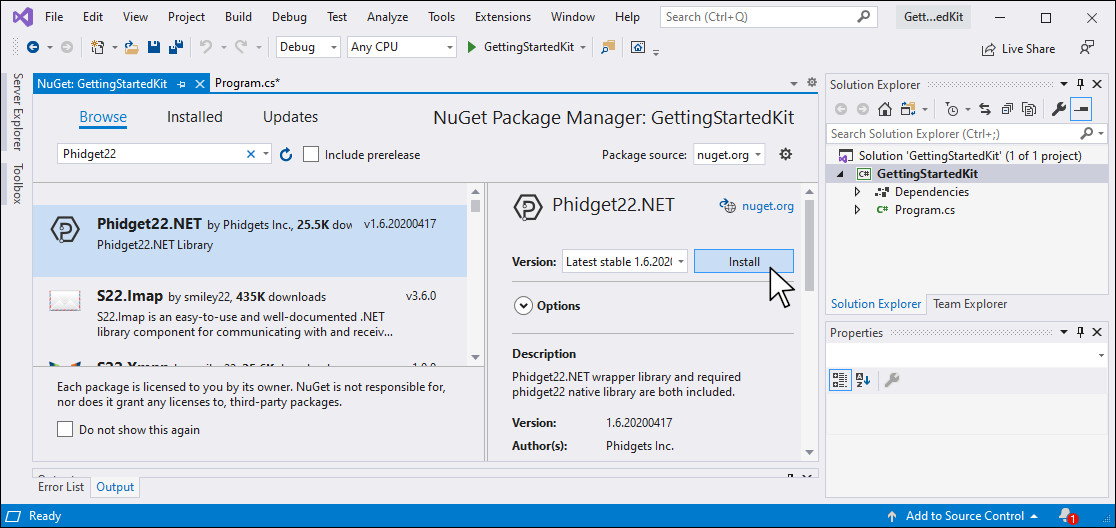 Getting Started Kit - Configure IDE - Phidgets