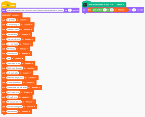 Scratch Magic 8 Ball - Phidgets